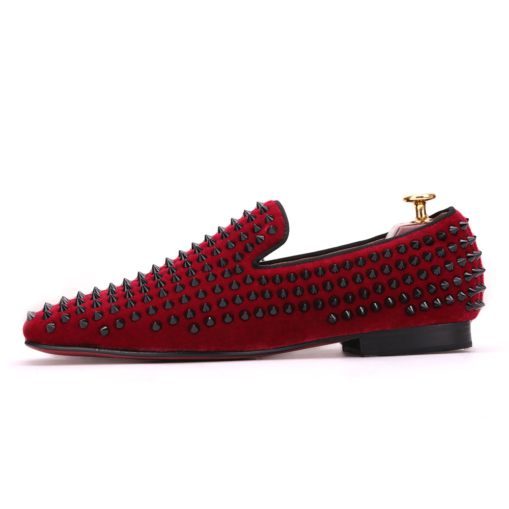 Handmade-men-velvet-shoes-with-black-rivets-Fashion-party-and-wedding ...